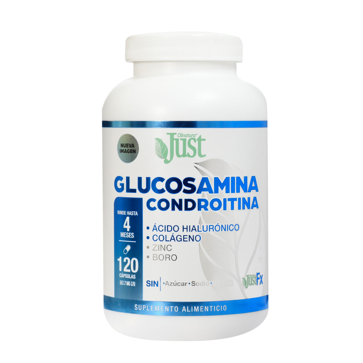 Glucosamina Condroitina JustFx + Colágeno y Zinc 120 Cápsulas